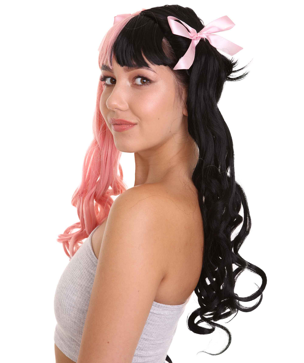 Lace Split Dye Pigtails in Light Pink & Black | Nunique